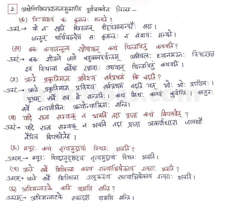 Sanskrit Class 10 Chapter 6 NCERT Exercise